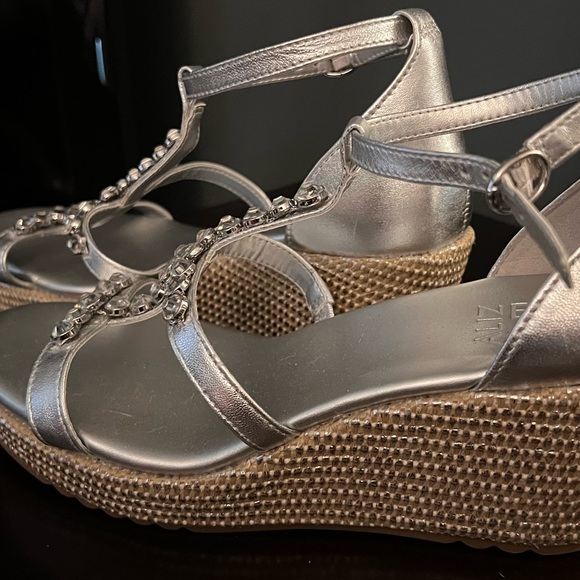 Naturalizer | Shoes | Naturalizer Silver Wedge Sandals | Poshmark